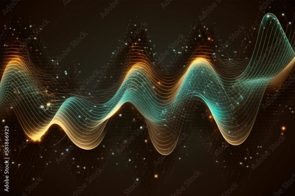 Neural Network Futuristic Big Data Visualization Wave Connecting Neural Network Smart Digital