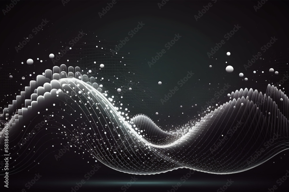 Neural Network Futuristic Big Data Visualization Wave Connecting Neural Network Smart Digital