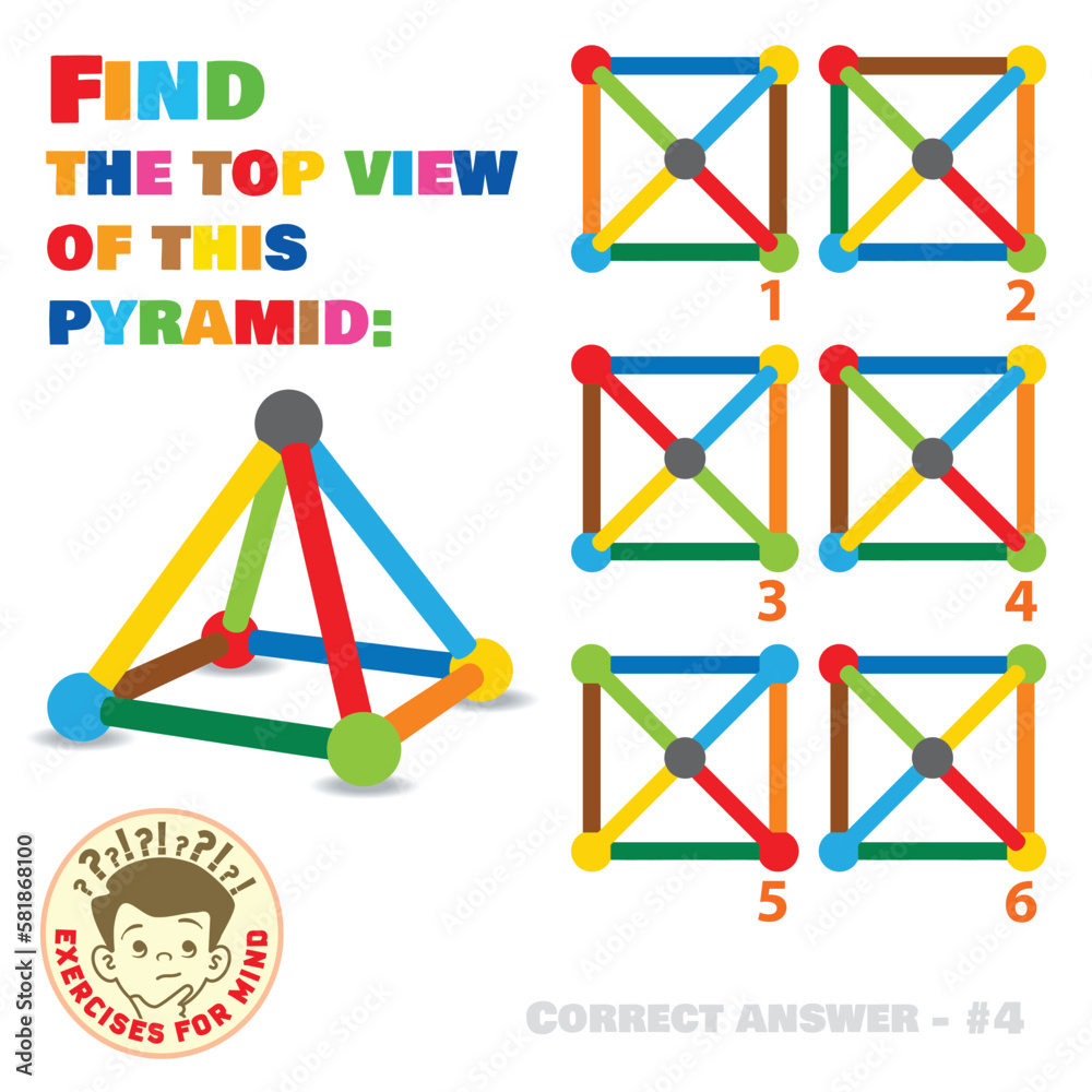 Exersise for mind. Find the top view of this pyramid. Task for ...