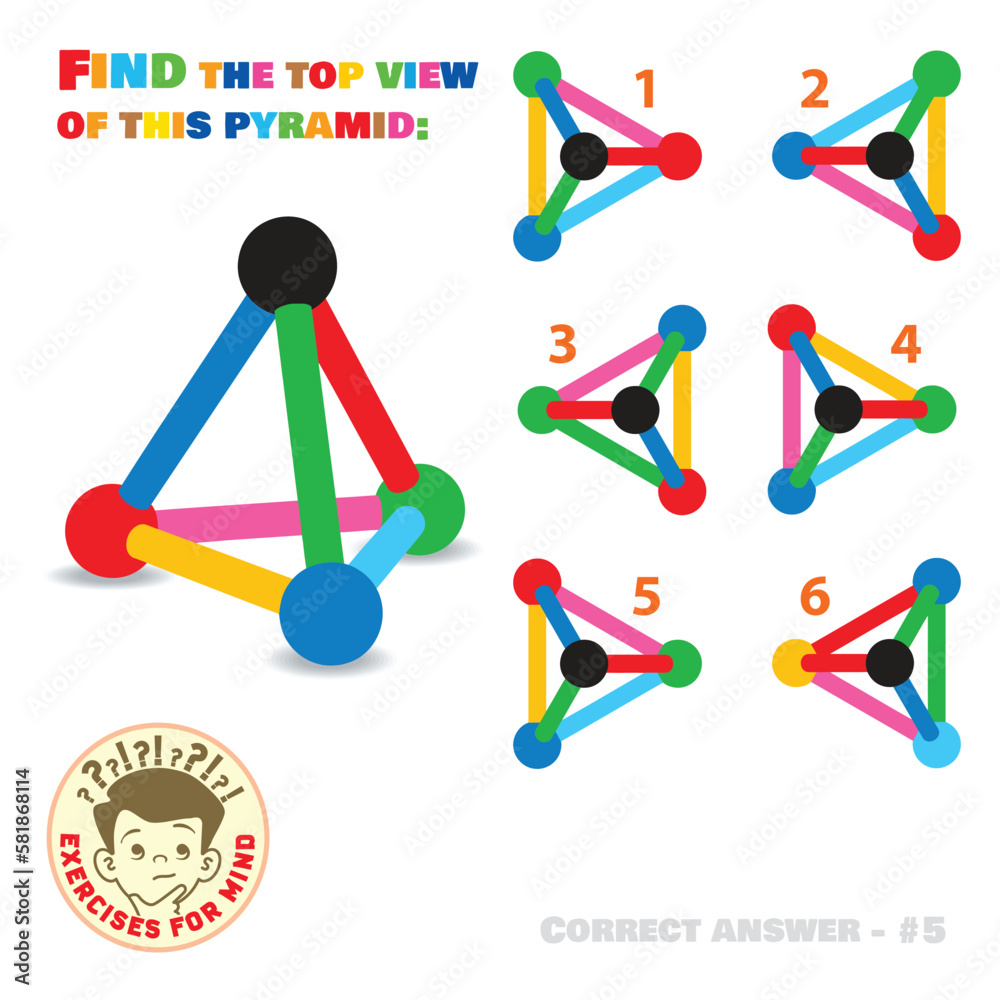 Exersise for mind. Find the top view of this pyramid. Task for ...