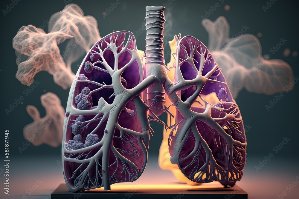 Human Lungs make with pipes smoke. Anti smoking concept. Generative AI ...