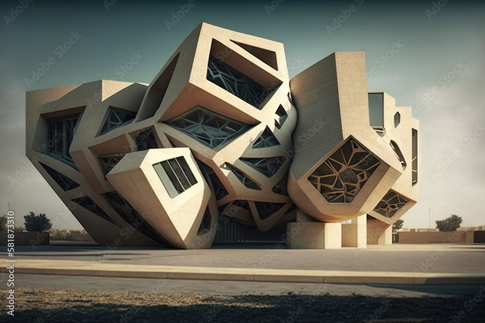 Public building with a unique asymmetrical design featuring unexpected ...