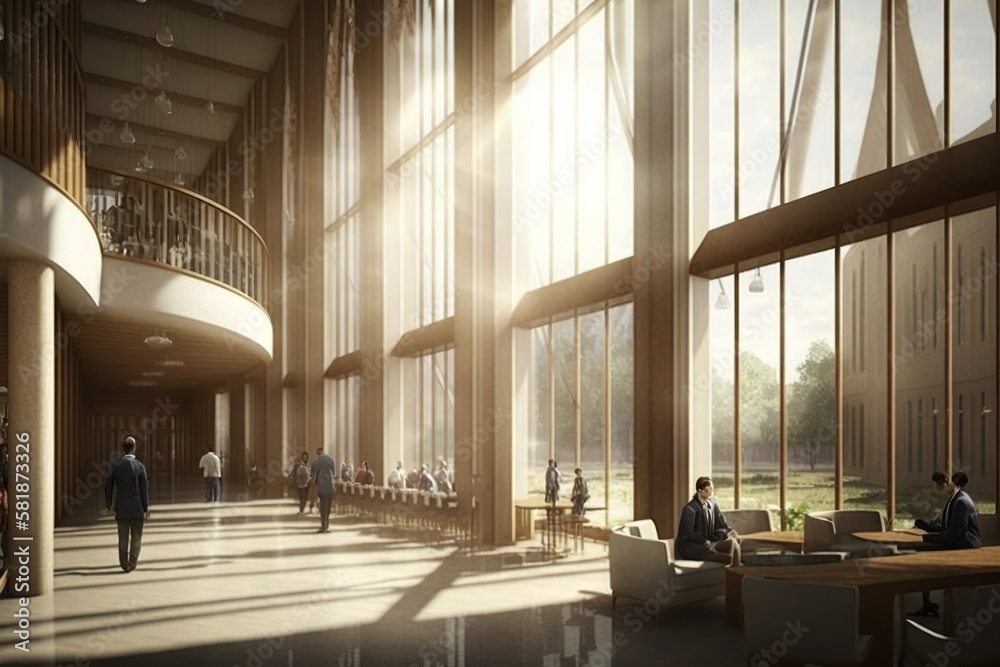 Public building with an open airy design and lots of natural light ...