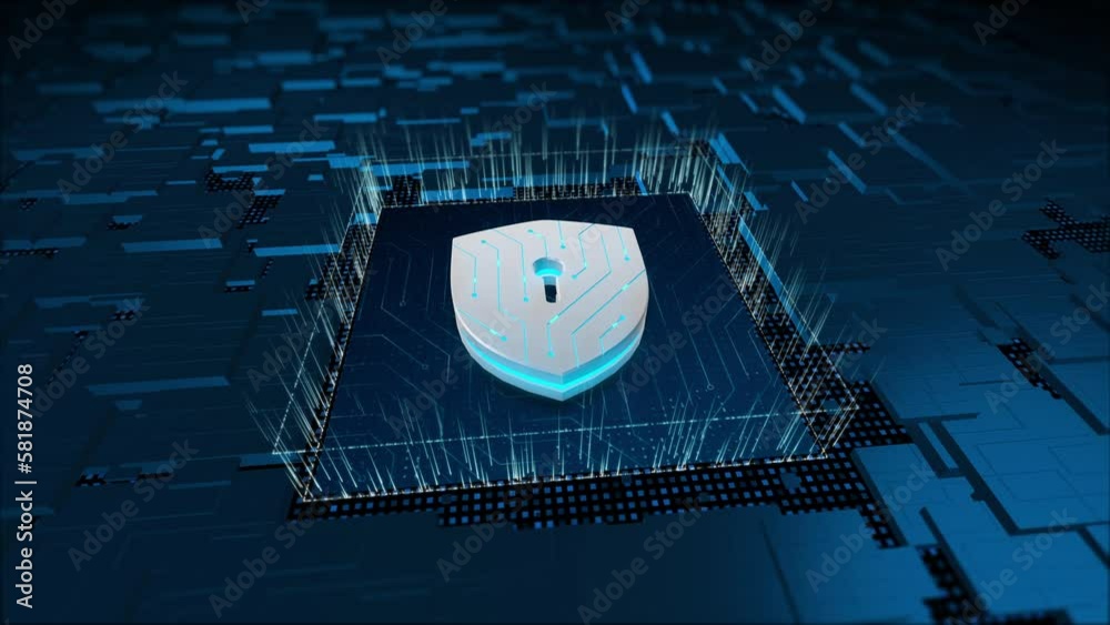 Vidéo Stock Motion graphic of 3D blue security Shield logo and ...