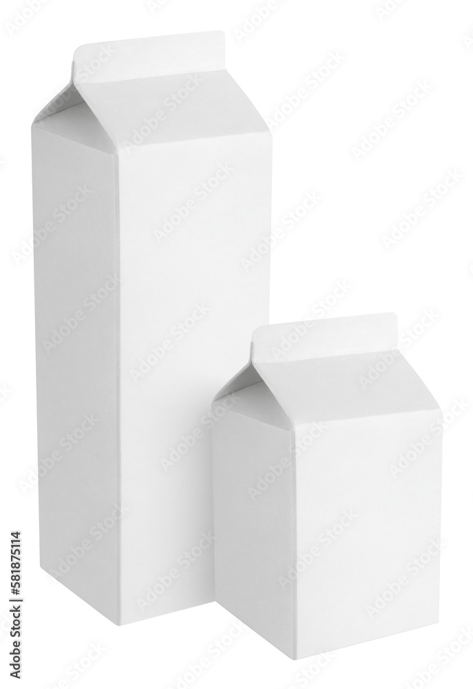 Blank milk carton packages isolated on transparent background Stock ...