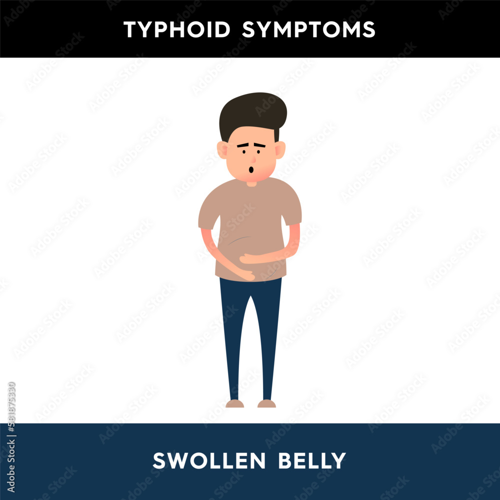 Vector illustration of a man who has bloating. Problems with the ...