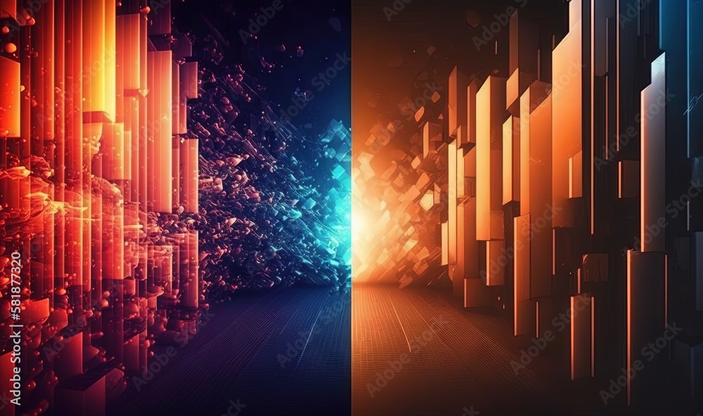 a series of three abstract images with different colors and sizes of ...