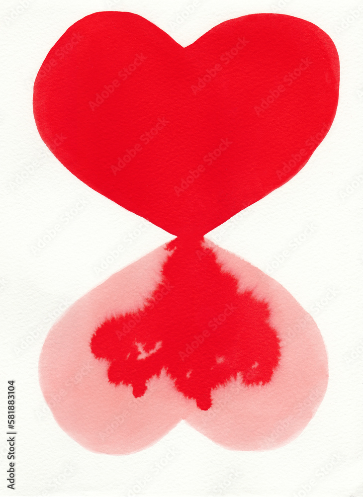 two hearts red in contact and in the shape of an hourglass with the ...