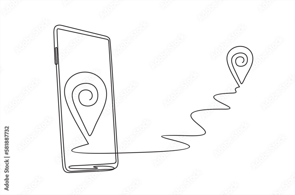 Vetor de Continuous one line drawing of smartphone and Pointing ...