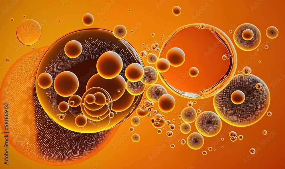 a bunch of bubbles that are floating in the air on an orange background ...