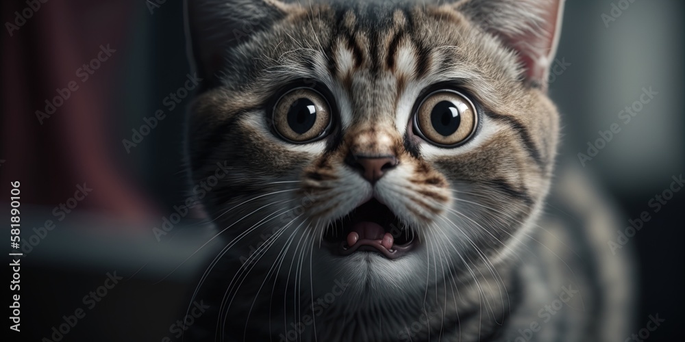 Domestic short-haired cat, up close and personal in a selective focus ...