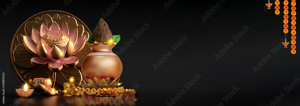 Banner design of akshaya tritiya festival template, 3d render Stock ...