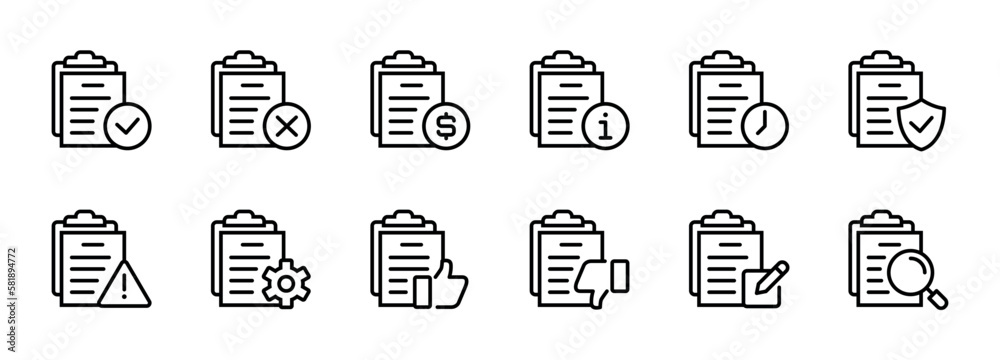 Document contract approval status icon outline style paper agreement ...