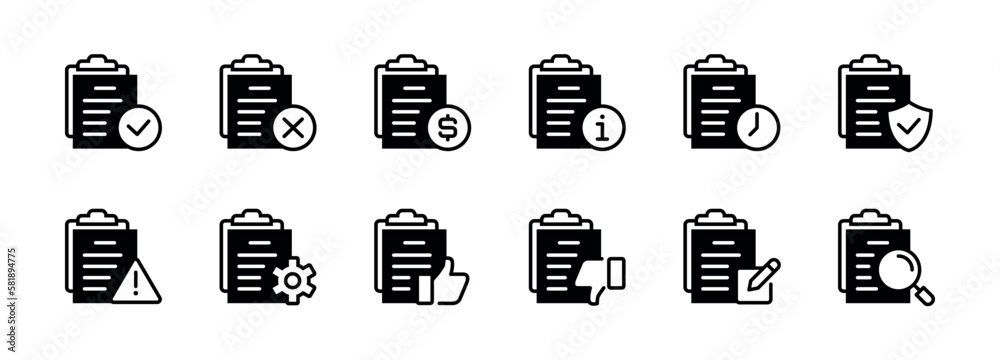 Document approval status icon from start to finish process symbol ...
