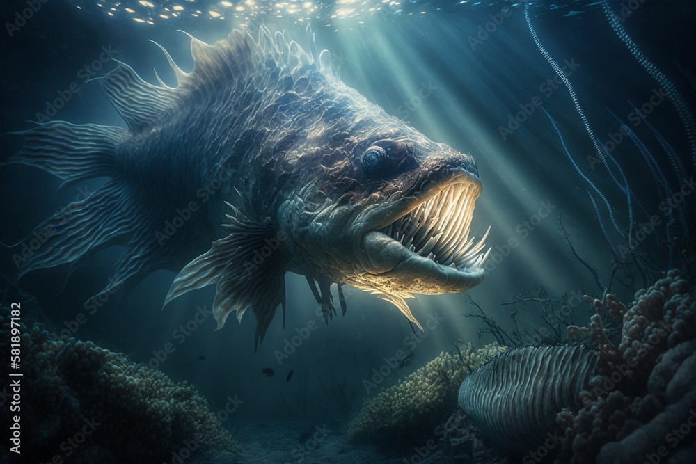 Fantasy Underwater | sea fish monster lurking in depths of ocean ...