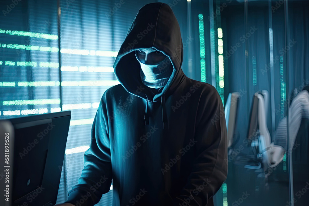 Cybersecurity Vulnerability Log4j And Hackercodingmalware Concepthooded Computer Hacker In