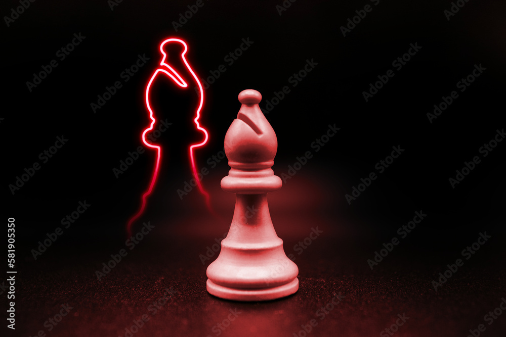Red bishop vectorial boundaries. Led shape chess pieces. Chess cool ...