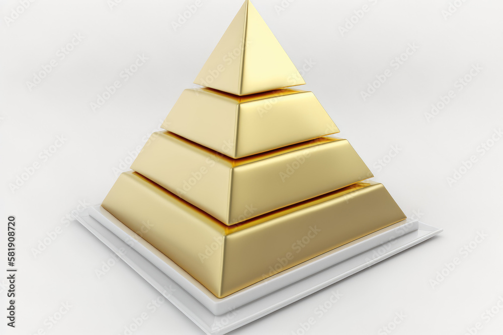gold bars layered to a golden pyramid on white background, created with ...