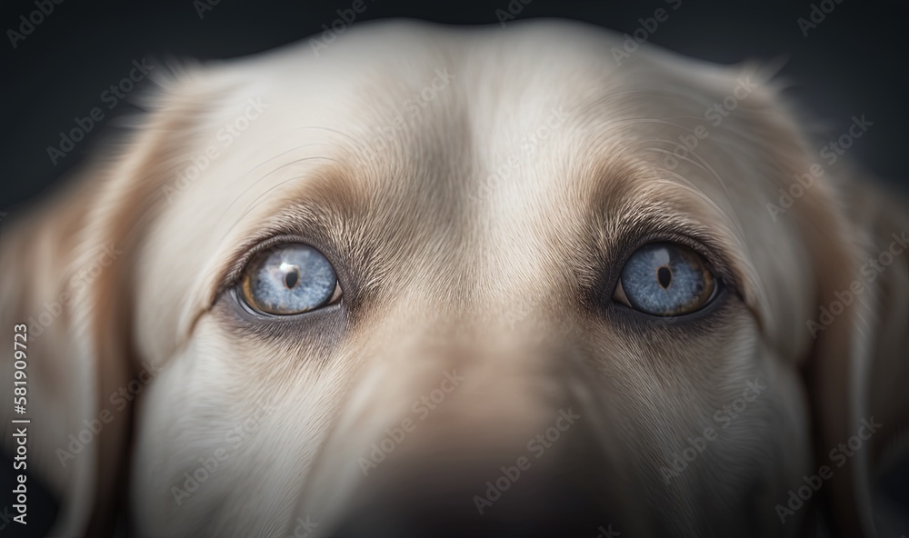 a close up of a dog's face with a blue eyeshadow on it's face and a ...
