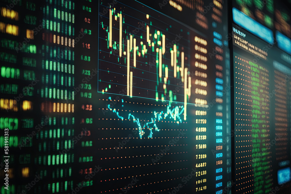 Big control center with business graphs showing key process indicators ...