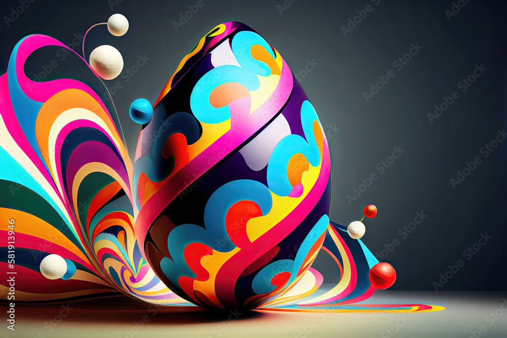Close-up of colorful abstract easter egg as easter background ...