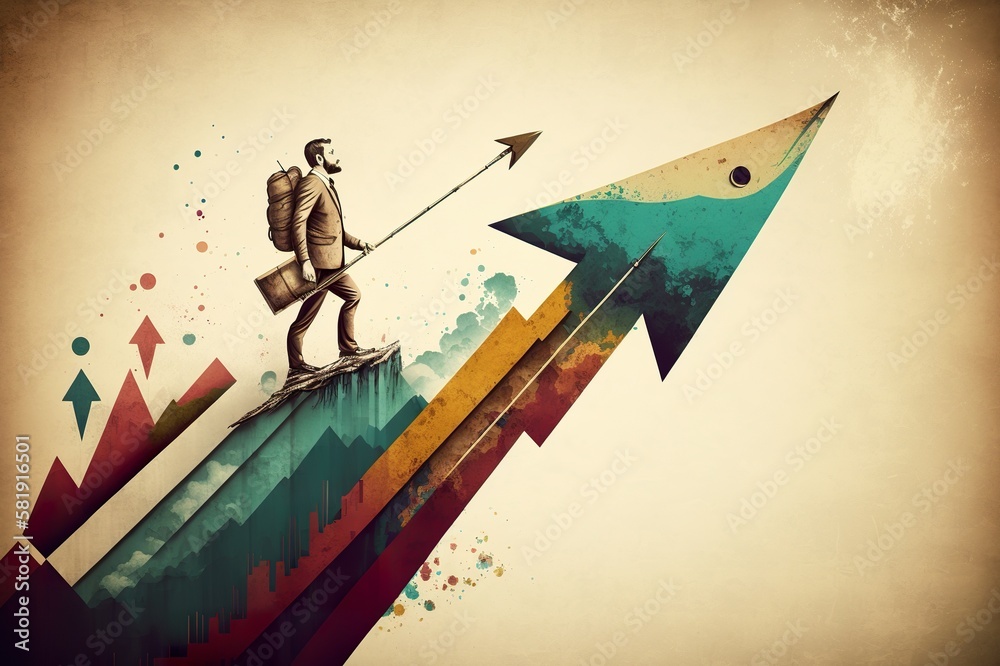 Illustration zum Business Aufstieg und dem Ziele setzen. Dem Streben ...