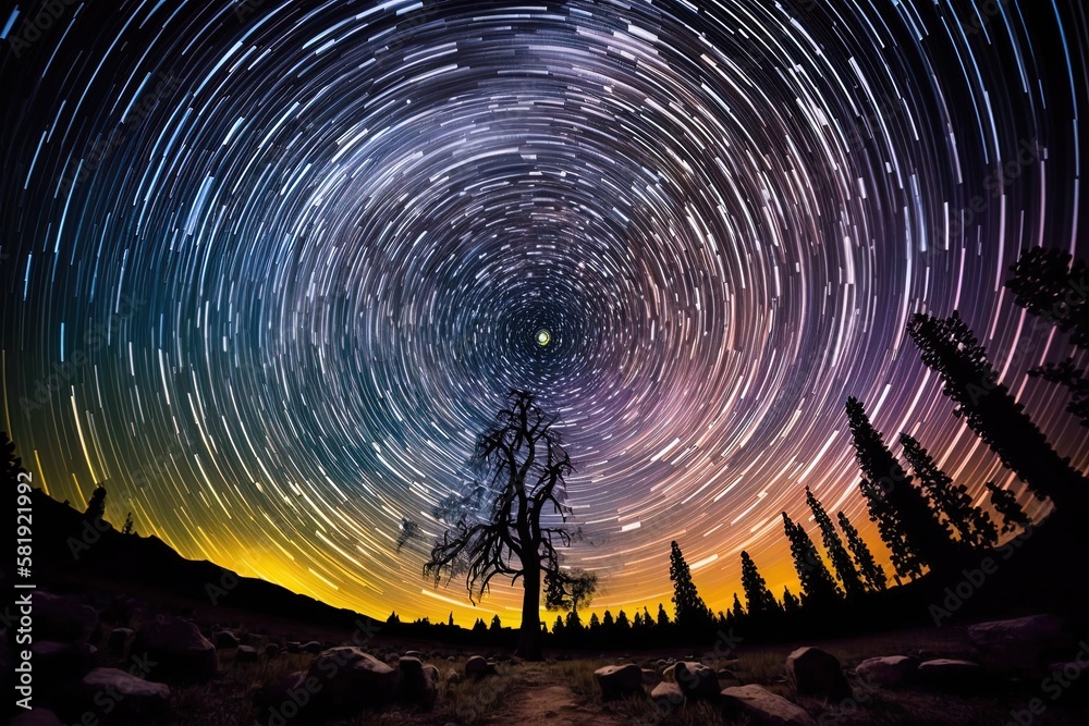 stunning image of the night sky, complete with the mesmerizing rotation ...