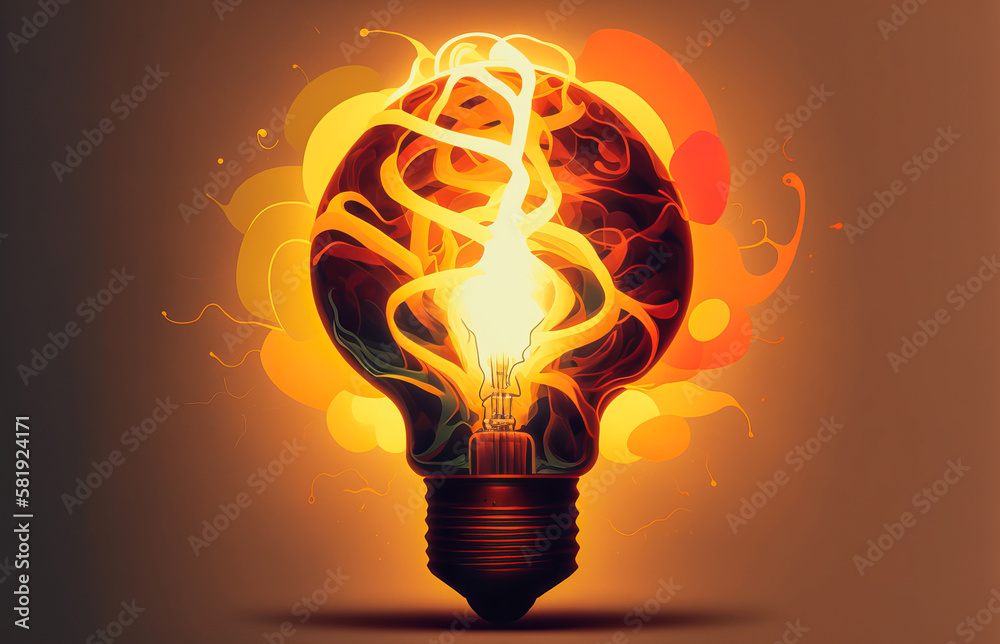 Symbol of energy transformation, abstract style and warm colors. A ...