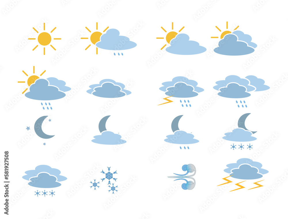 weather icons set. A colorful collection of a weather icons. Weather ...