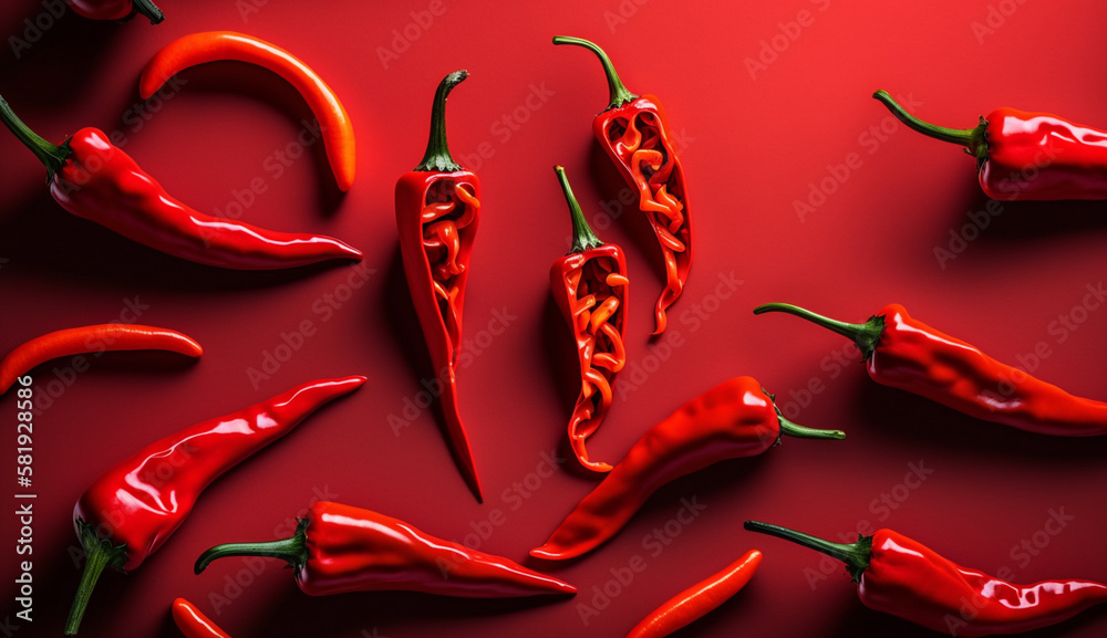 Red chilli pepper pattern. Chilli peppers layout for wallpapper. Ai ...