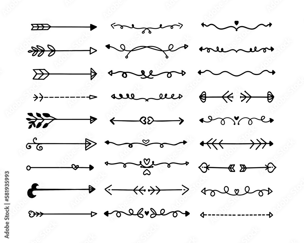 Hand Drawn Arrows Set - Hand-drawn Vector Graphics - Arrow Illustration ...