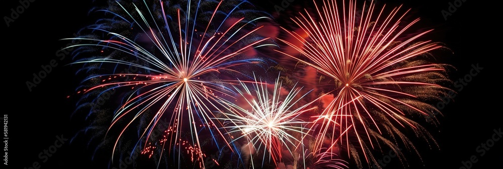 patriotic july fourth independence day fireworks banner Stock ...