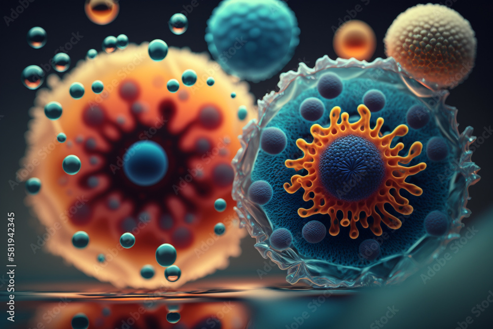 Group Of Virus Cells Bacterial Microorganism In A Circle Bacteria And
