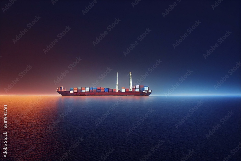 Cargo ship with containers on deck in storm sea stormy sky, cargo ...