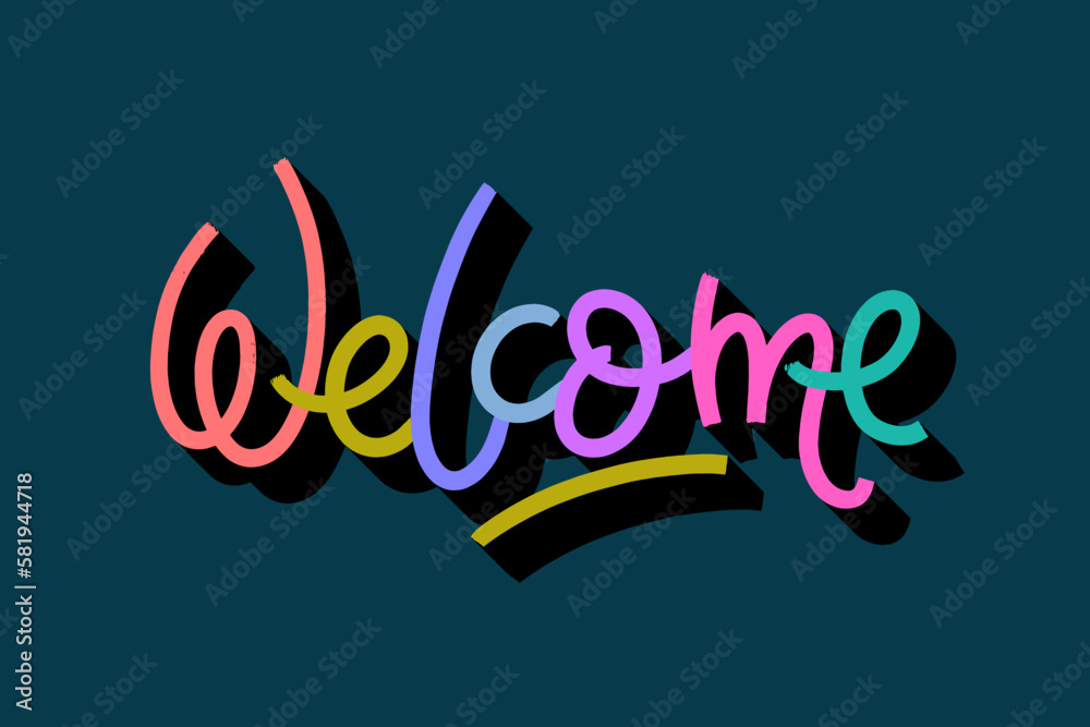Welcome lettering text. Modern calligraphy hand drawn illustration ...