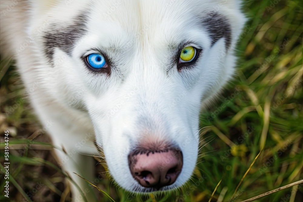 unusual heterochromia of the eyes. There are Husky in various eyes. a ...
