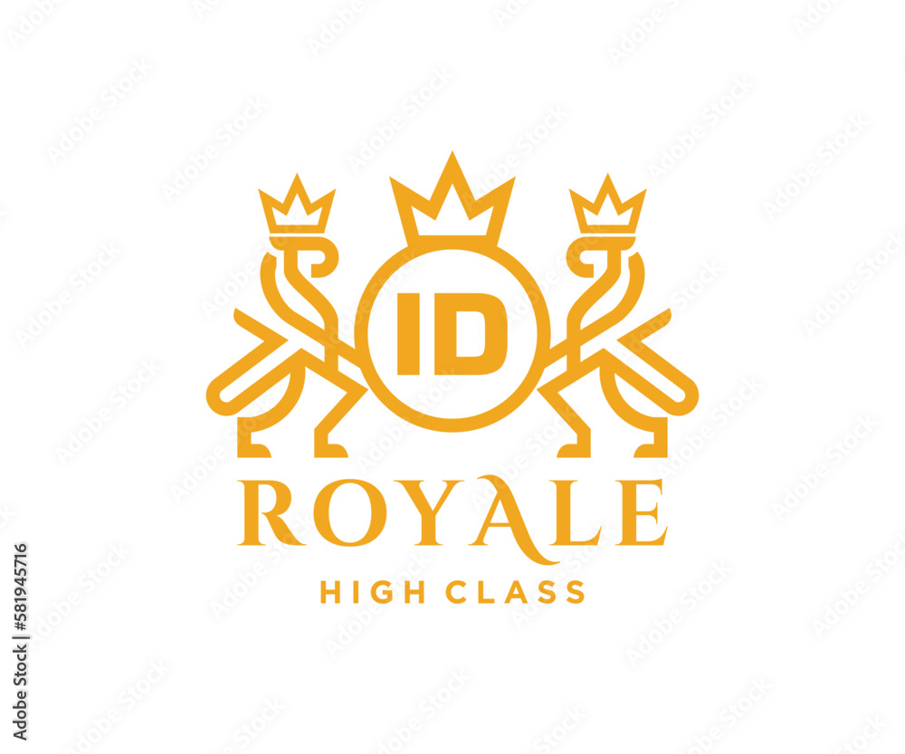 Golden Letter ID template logo Luxury gold letter with crown. Monogram ...