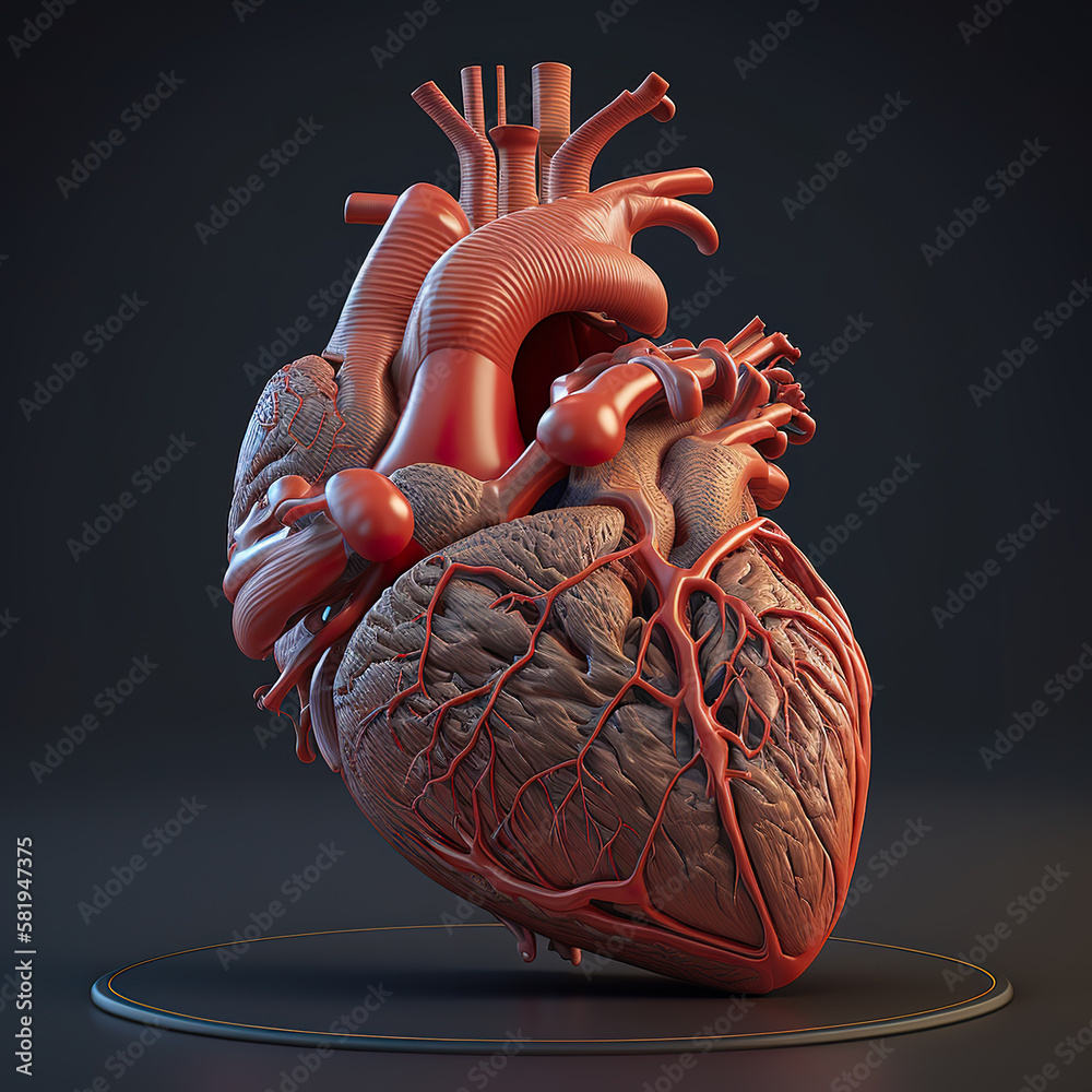 Detailed heart organ human biology anatomy. Realistic heart. Human ...