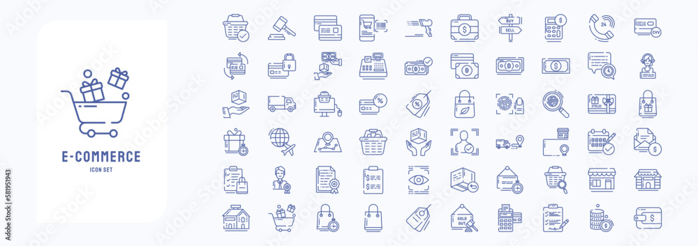 e-commerce and digital marketing icon set including icons like Auction ...