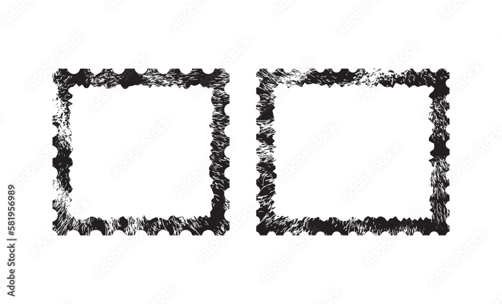 Empty old style stamp frame vector illustration set. Vintage black ...