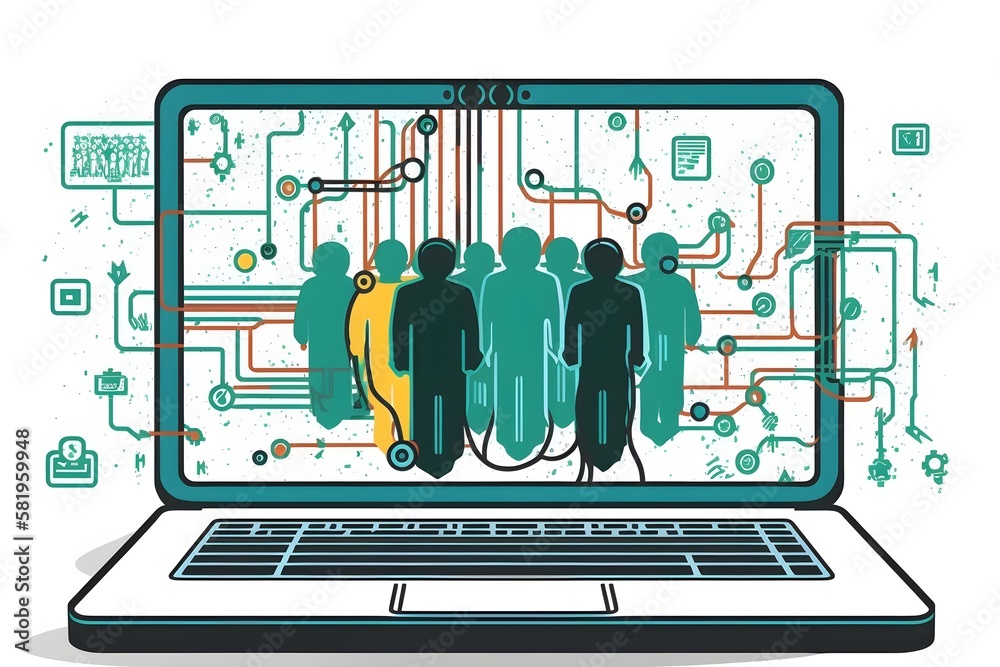 Wallpaper Illustration and background of a laptop, displaying a ...