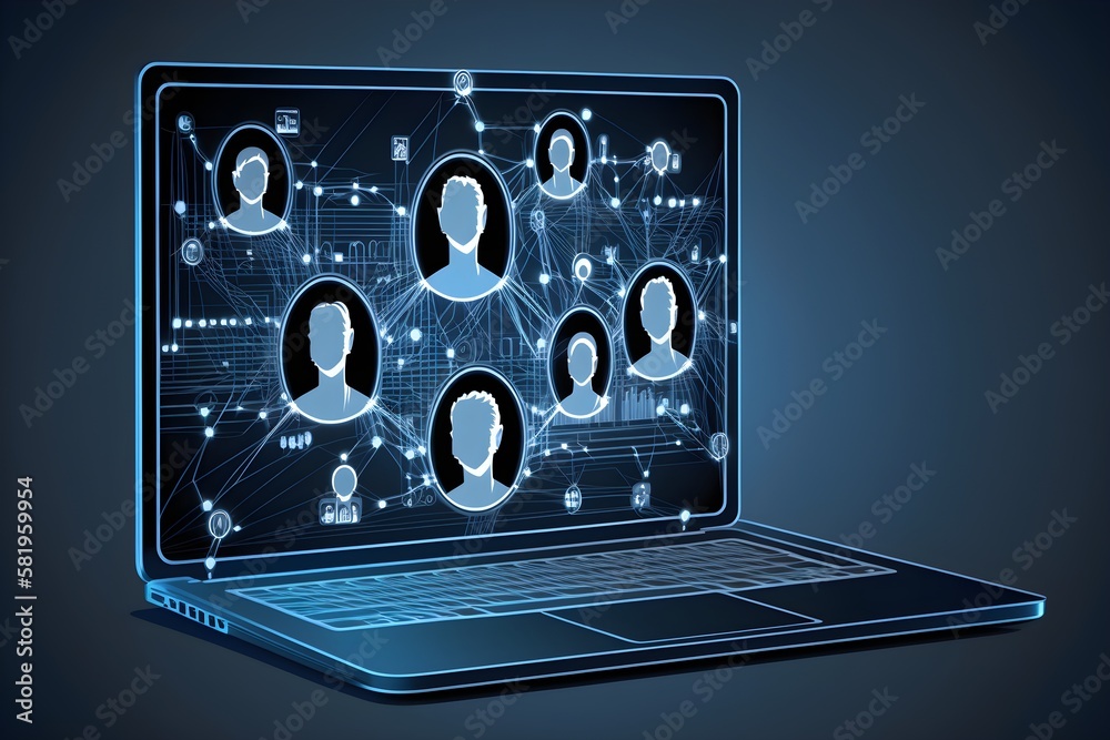 Wallpaper Illustration and background of a laptop, displaying a ...