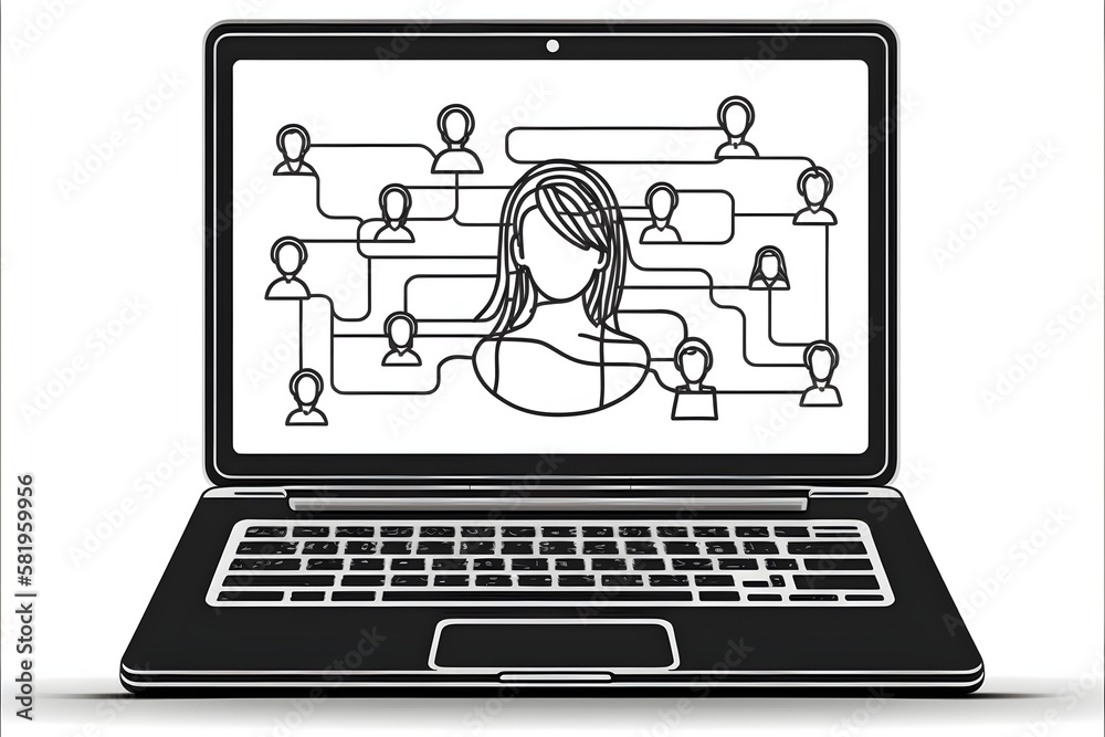 Wallpaper Illustration and background of a laptop, displaying a ...