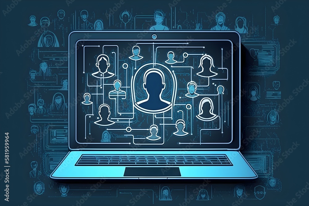 Wallpaper Illustration and background of a laptop, displaying a ...