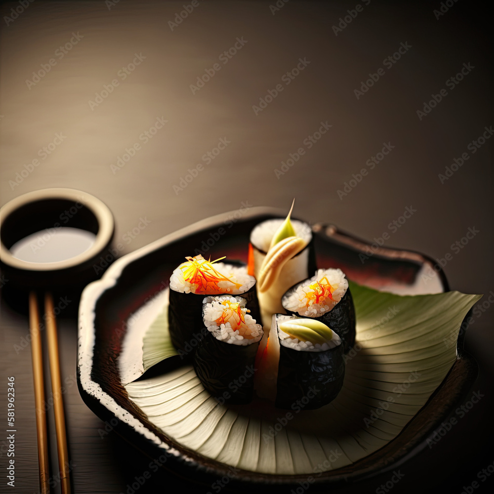 Authentic Japanese Sushi Platter with Chopsticks and Soy Sauce ...