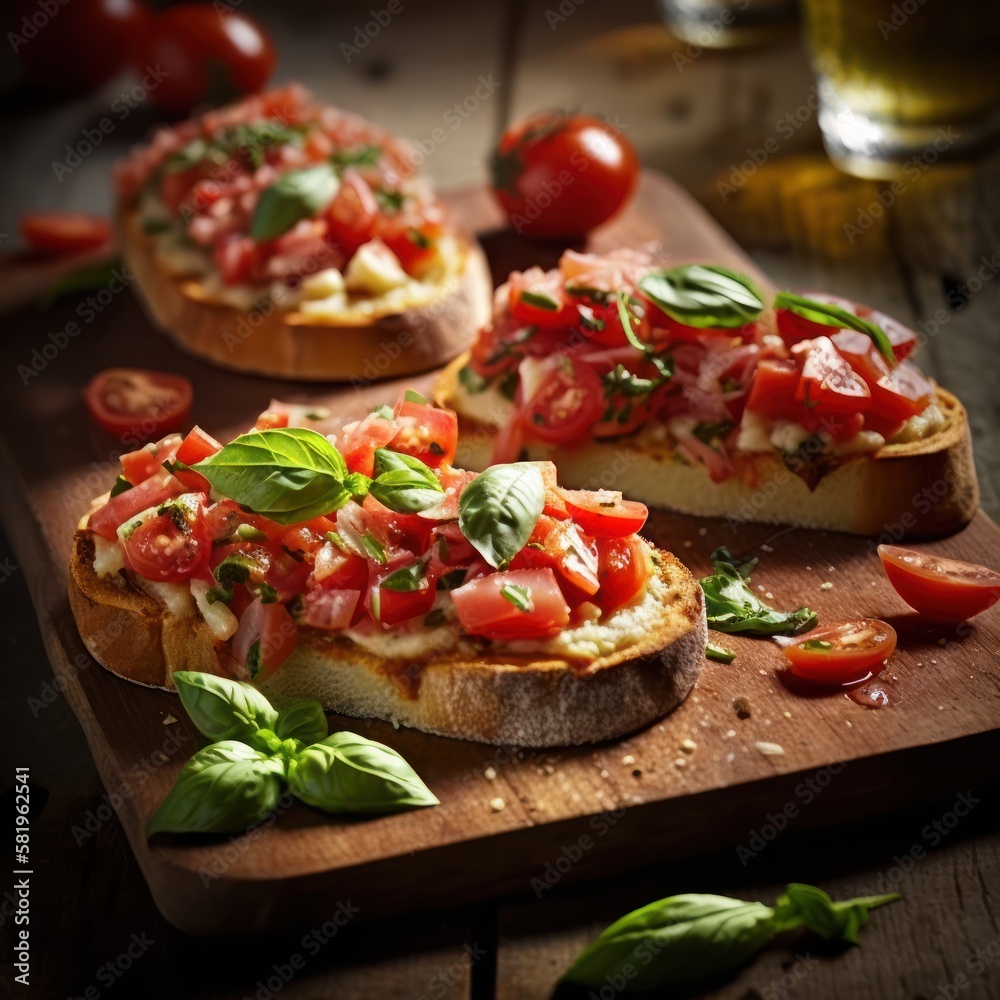 Italian Toast Delight: Classic Bruschetta with Mozzarella, Parmesan ...
