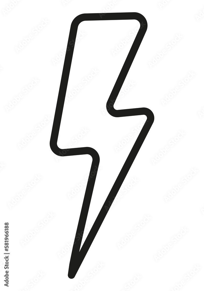 Minimalist lightning bolt in black with transparent background ...