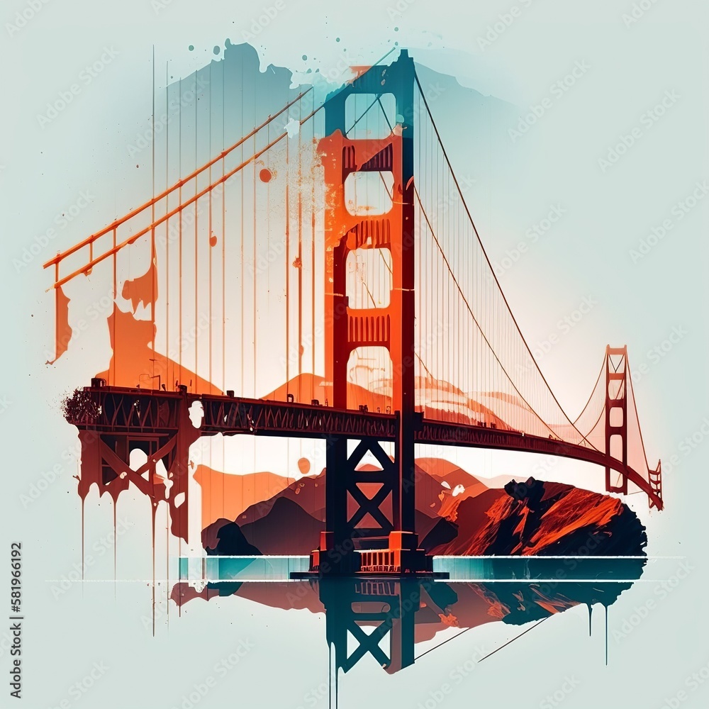 a double-exposure of the Golden Gate Bridge and Alcatraz Island, with ...