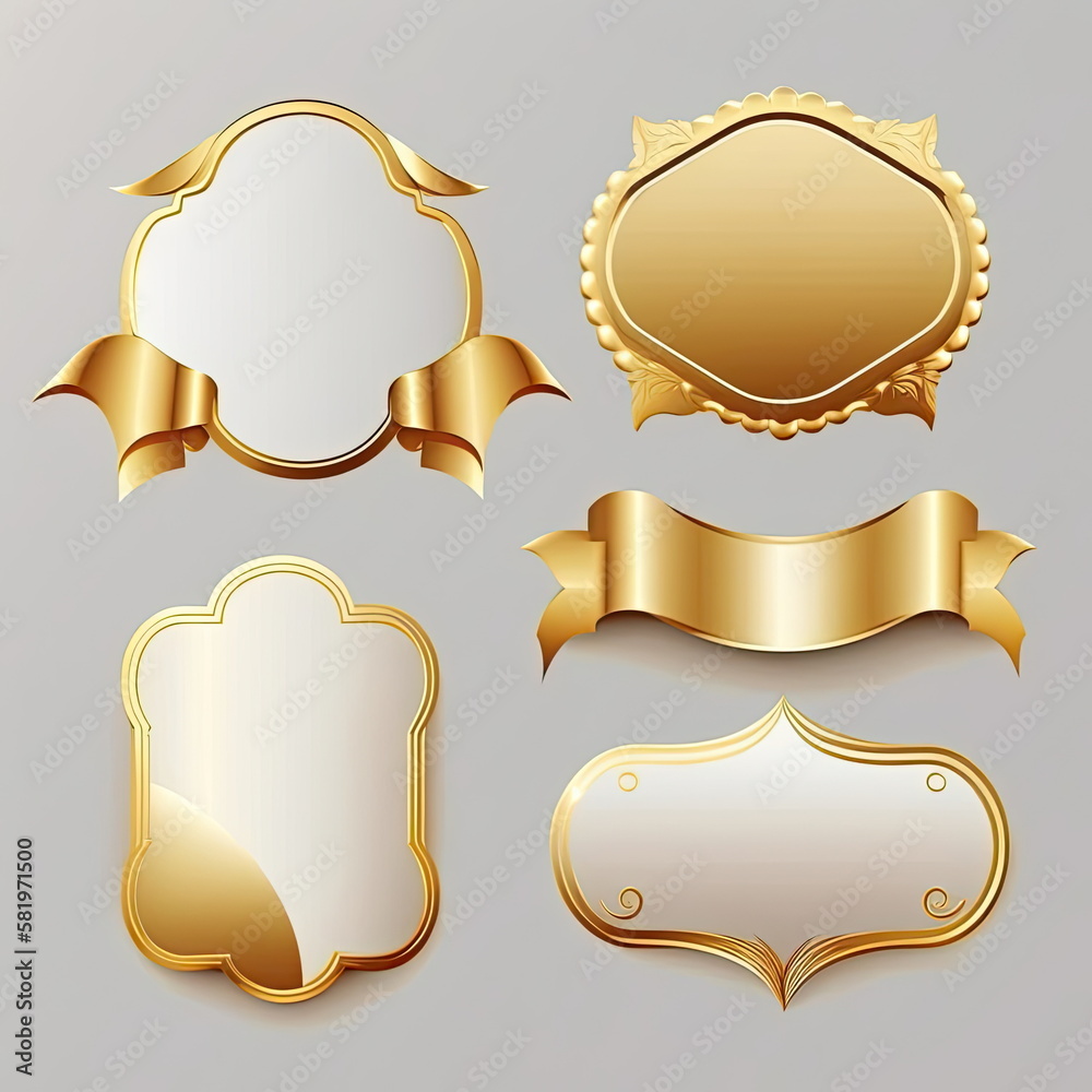 Collection of gold labels gradients metallic, vector illustration, Made ...