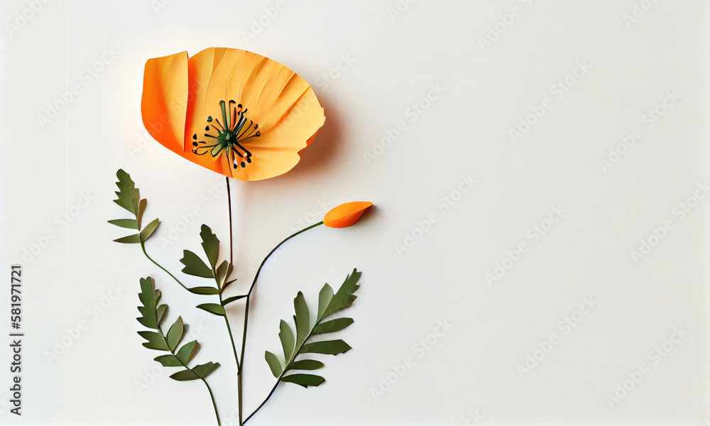 California poppy flower made of paper craft, Generative AI Stock ...